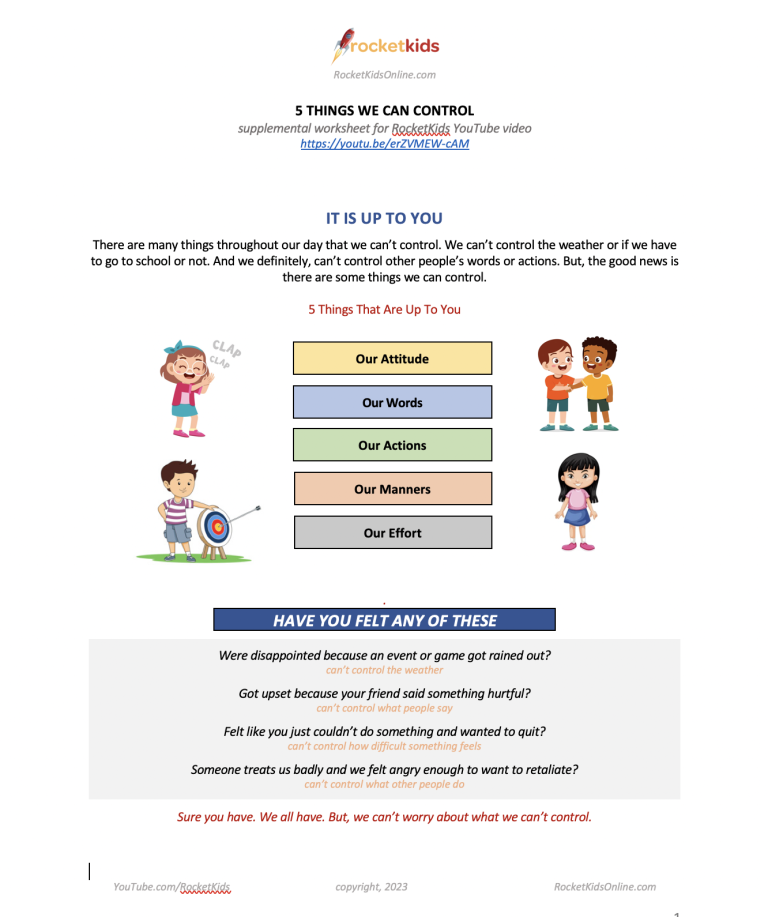 Worksheets For SEL Lessons | RocketKids