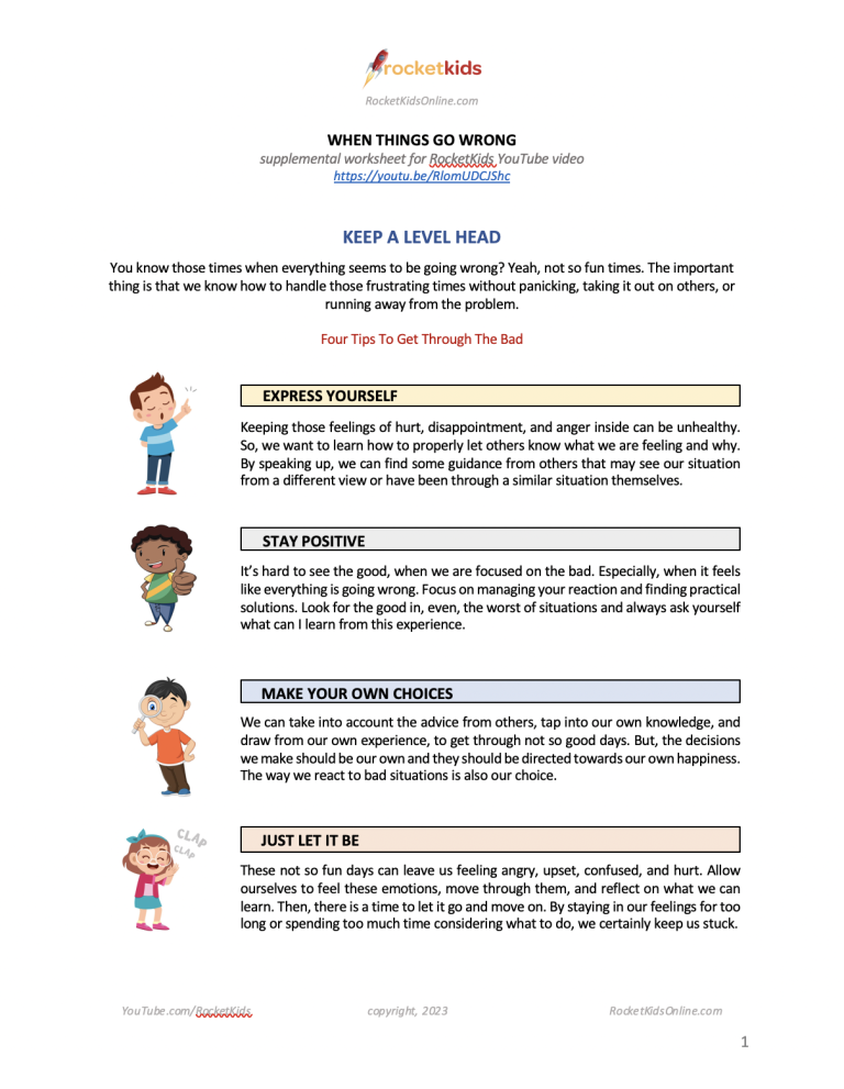 Worksheets For SEL Lessons | RocketKids