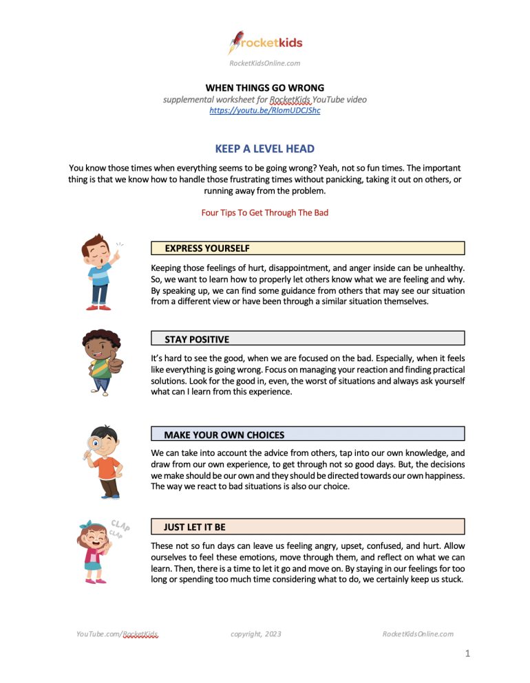 Worksheets For SEL Lessons | RocketKids